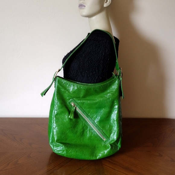 Goldenbleu | Bags | Goldenbleu Green Patent Leather Over The Shoulder ...
